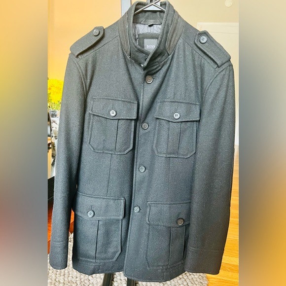Hugo Boss | Jackets & Coats | Hugo Boss Peacoat Black Medium | Poshmark